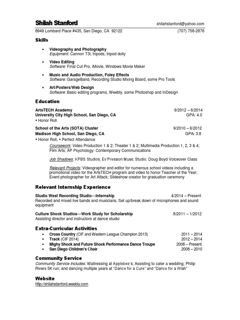 Shilah Stanford Resume | PDF | Art