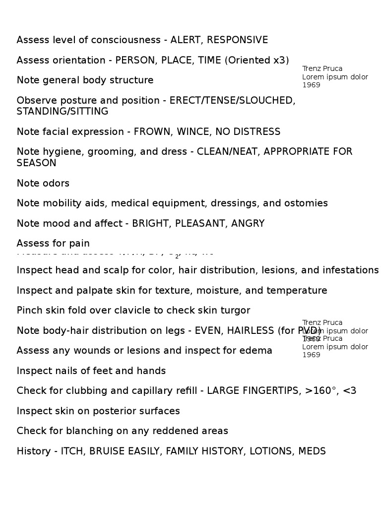 Physical Assessment Cards | PDF | Language Arts & Discipline