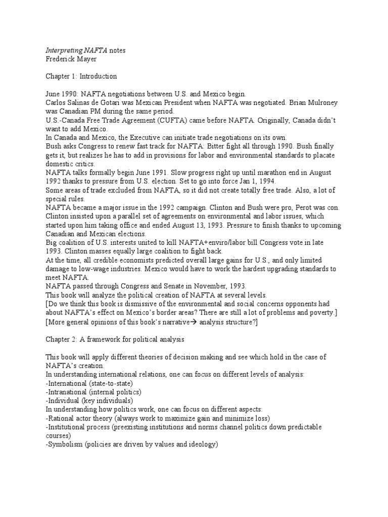Interpreting NAFTA Notes | PDF | North American Free Trade Agreement ...