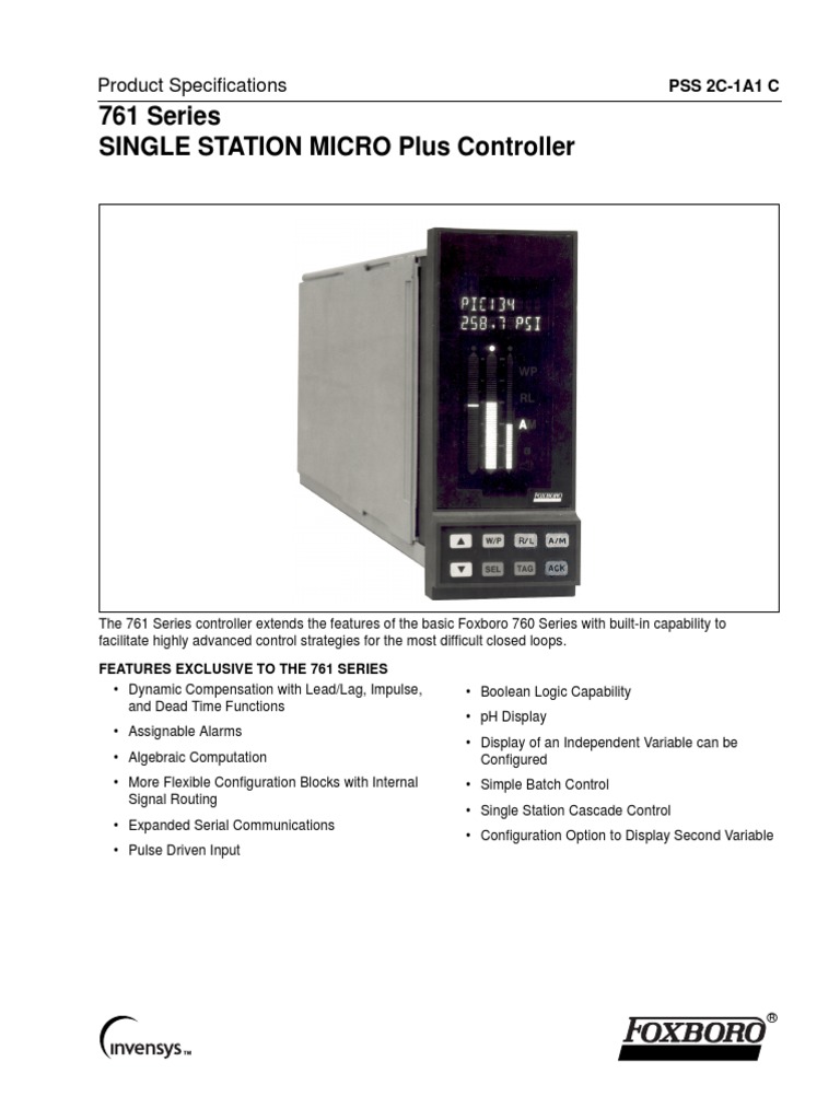 761 Series SINGLE STATION MICRO Plus Controller: Product Specifications ...