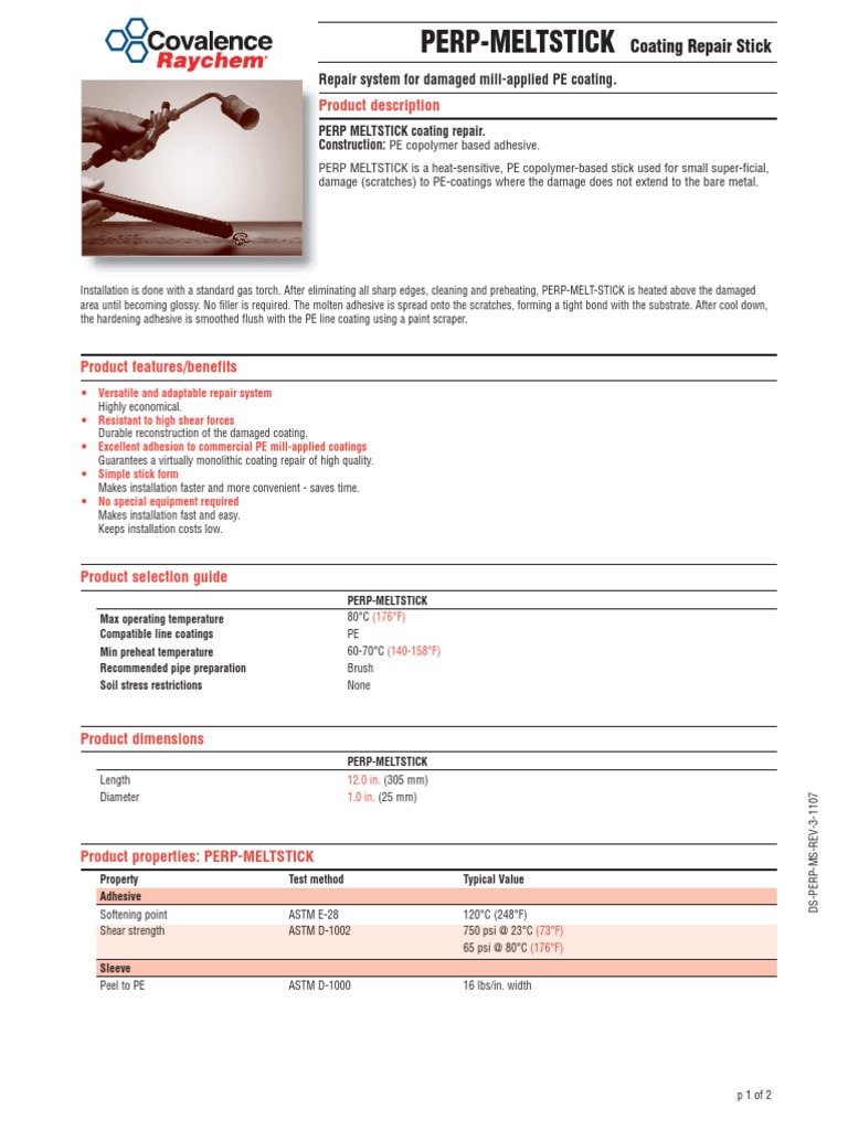 Perp-Meltstick: Product Description | PDF | Adhesive | Chemistry