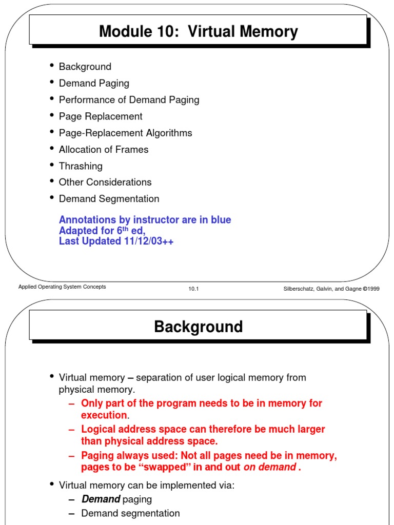 Operating Systems Chapter 10 Virtual Memory Slides | PDF | Computer ...