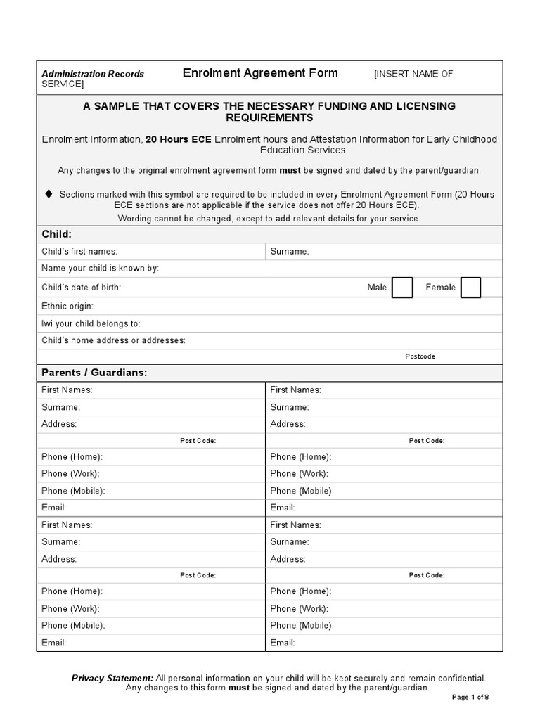Enrolment Form Sample | PDF | Business