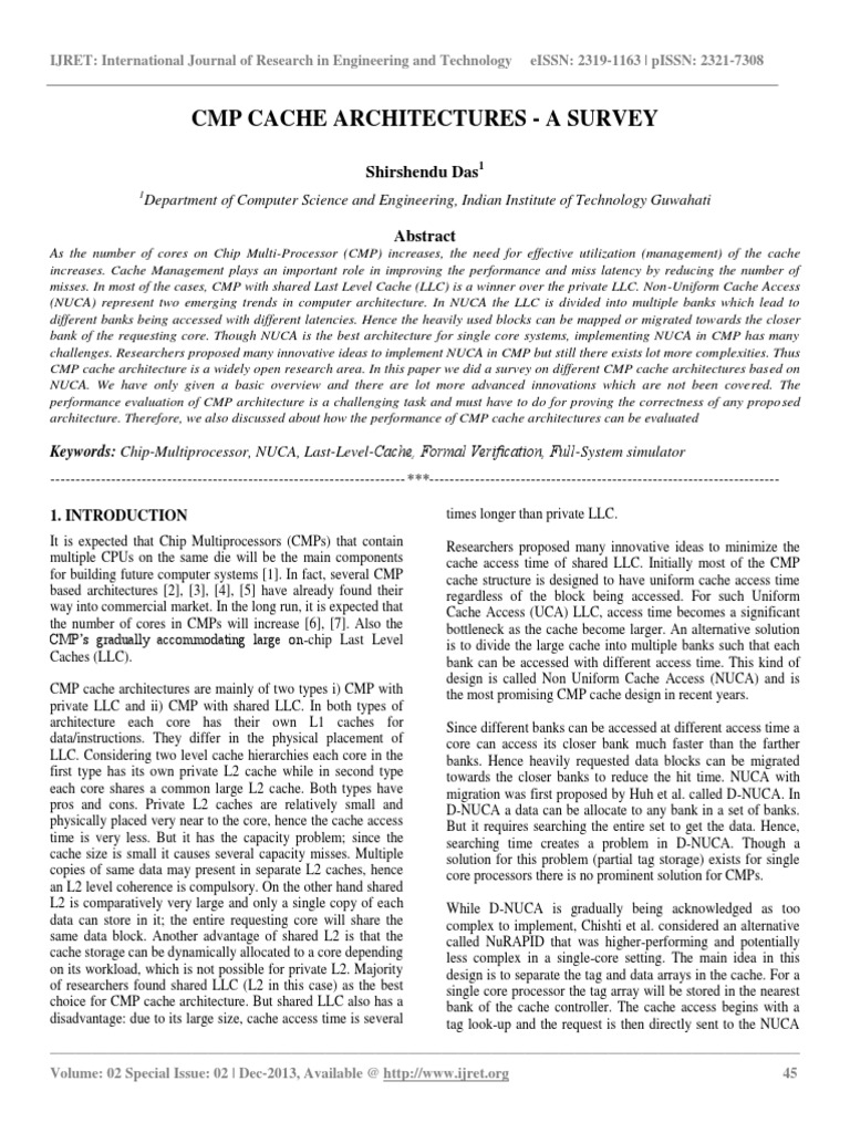 CMP Cache Architectures - A Survey | PDF | Cpu Cache | Formal Verification