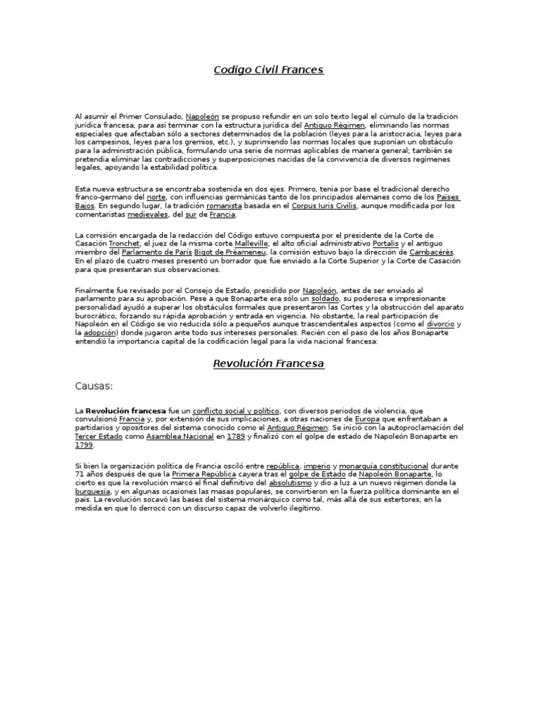 Código Civil Francés: Origen y Contexto | PDF | Gobierno ...