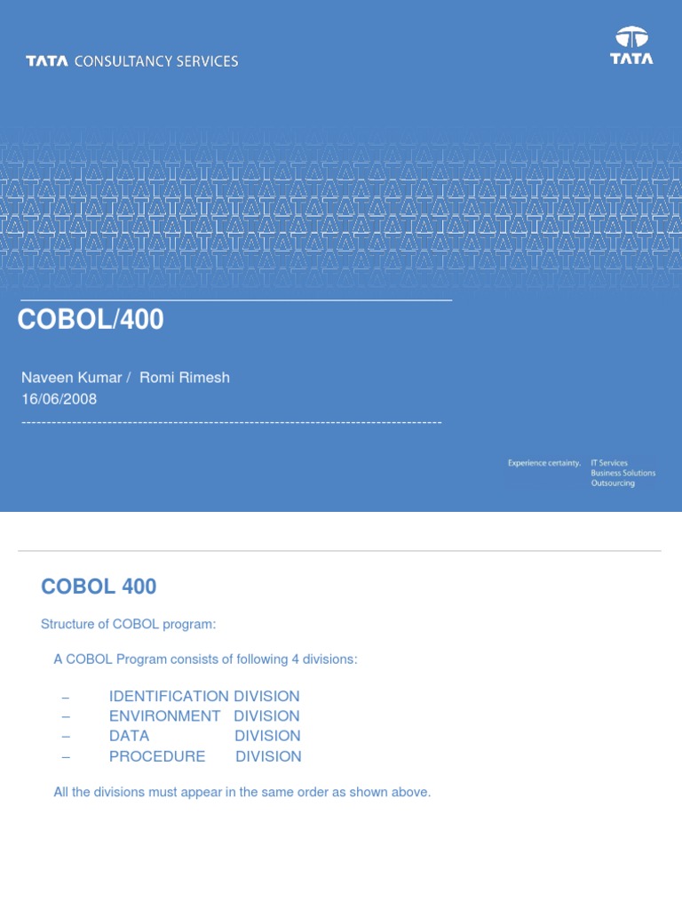A Comprehensive Guide to the Structure and Components of a COBOL Program | PDF | Subroutine ...