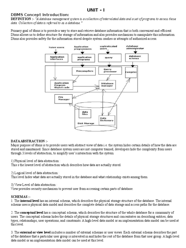 Unit - I: DBMS Concept Introduction | PDF | Relational Model ...