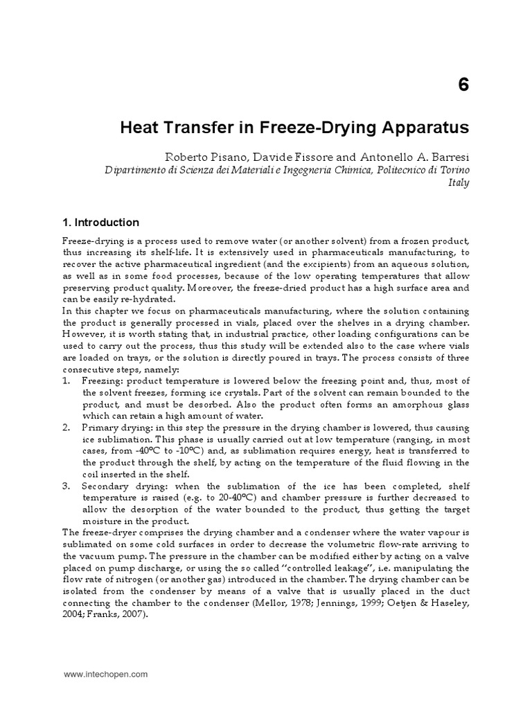 Heat Transfer in Freeze-Drying Apparatus | PDF | Freeze Drying | Heat