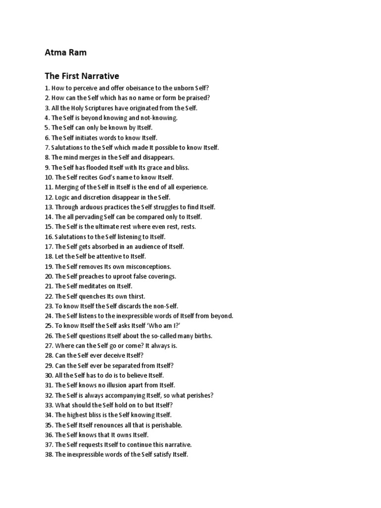 Atma Ram The First Narrative | PDF | Self | Ātman (Hinduism)