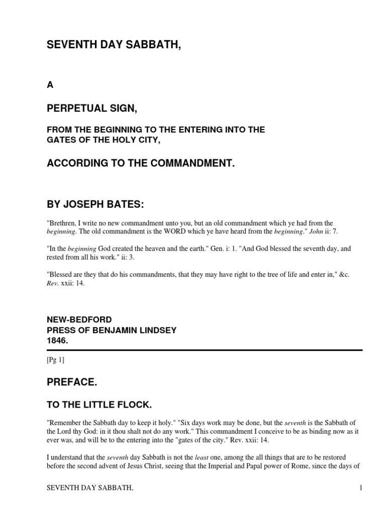 Seventh Day Sabbath,: Perpetual Sign | PDF | Ten Commandments | Acts Of ...