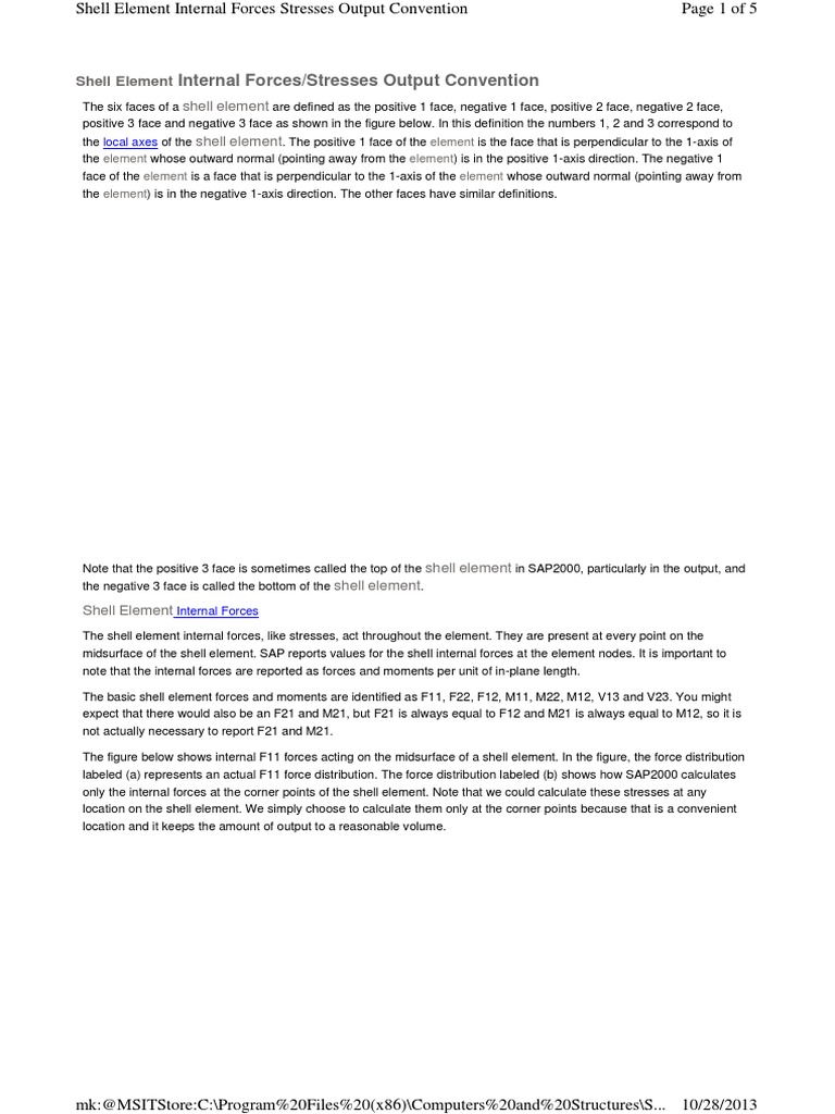 Shell Element Internal Forces/Stresses Output Convention | PDF | Stress ...