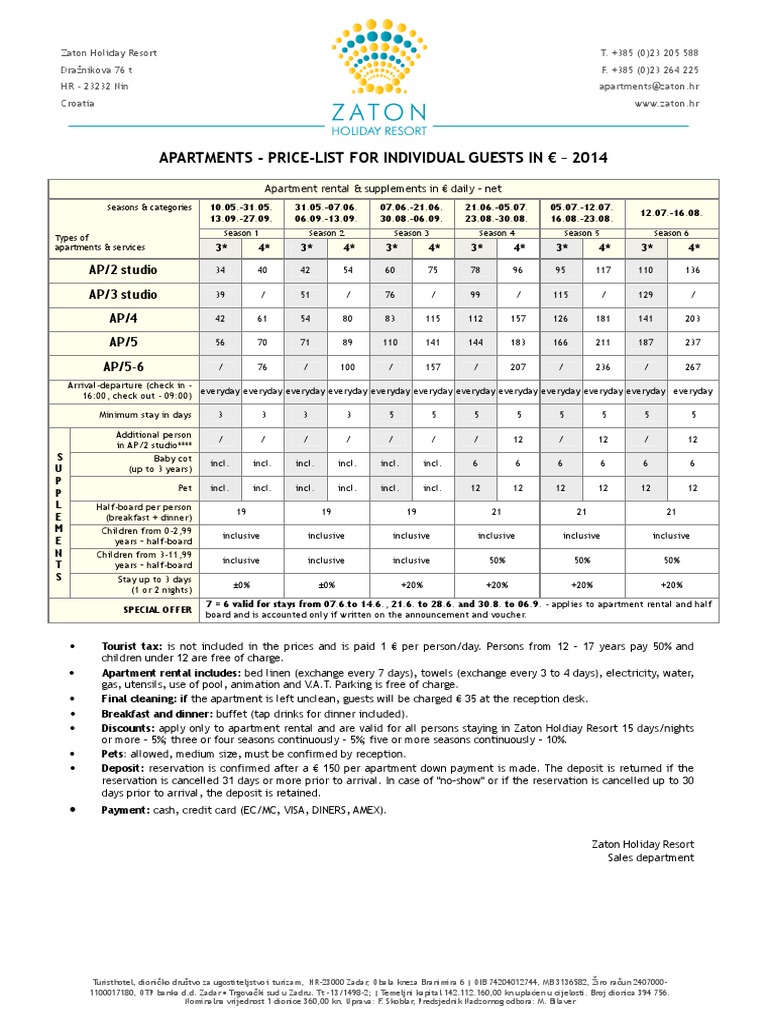 Apartments - Price-List For Individual Guests in - 2014: AP/2 Studio AP ...