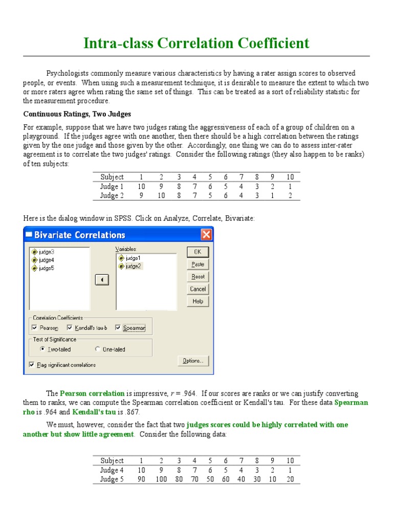 ICC in SPSS Handout | PDF | Correlation And Dependence | Probability Theory