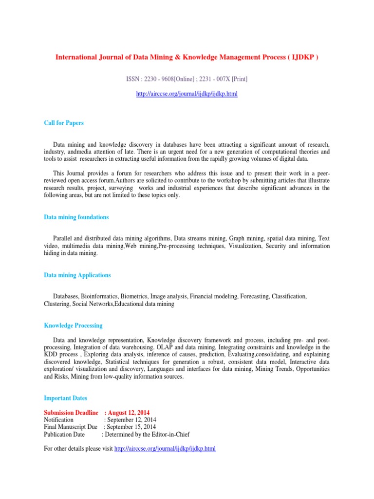 Ijdkp | PDF | Data Mining | Data
