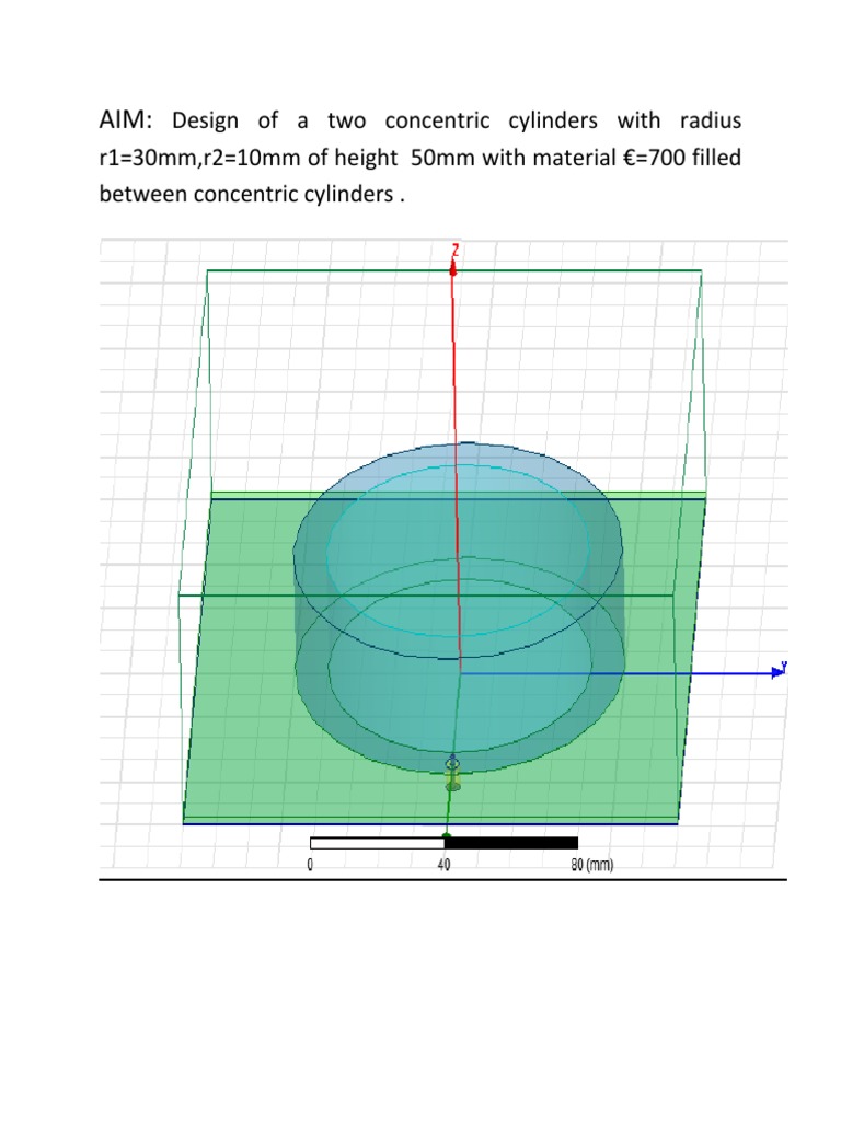 Design of A Two Concentric Cylinders With Radius r1 30mm, r2 10mm of ...