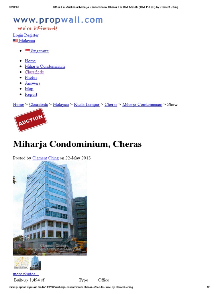 Menara Uncang Emas Block A For RM 170,000 (RM 114 PSF) by Clement Ching ...