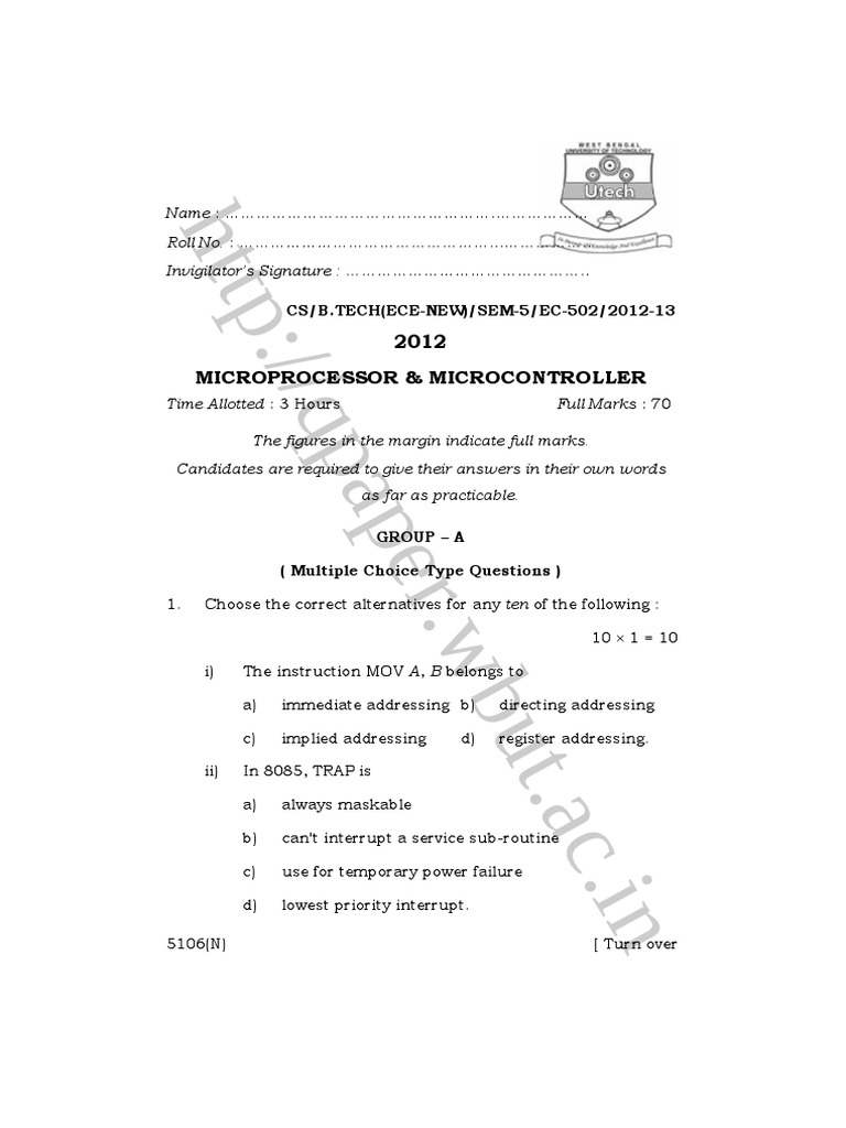 HT TP: //qpa Pe R.W But .Ac .In: 2012 Microprocessor & Microcontroller | PDF | Central ...