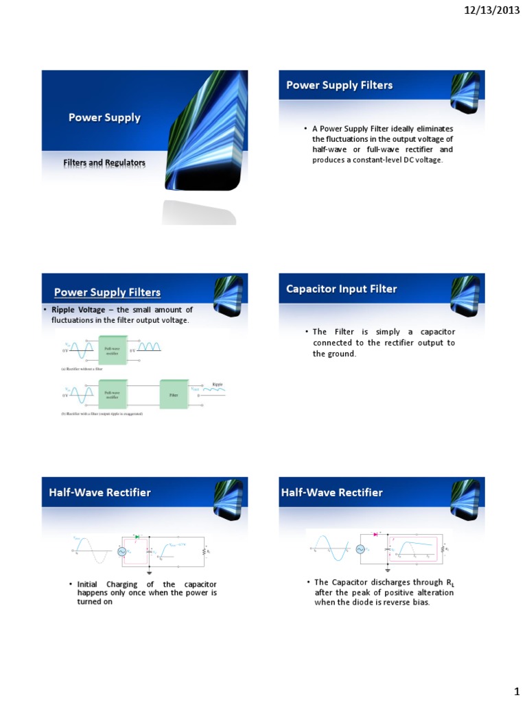 04 Filters and Regulators | PDF | Rectifier | Power Supply