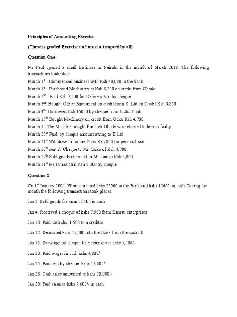 Accounting Transactions Exercise | PDF