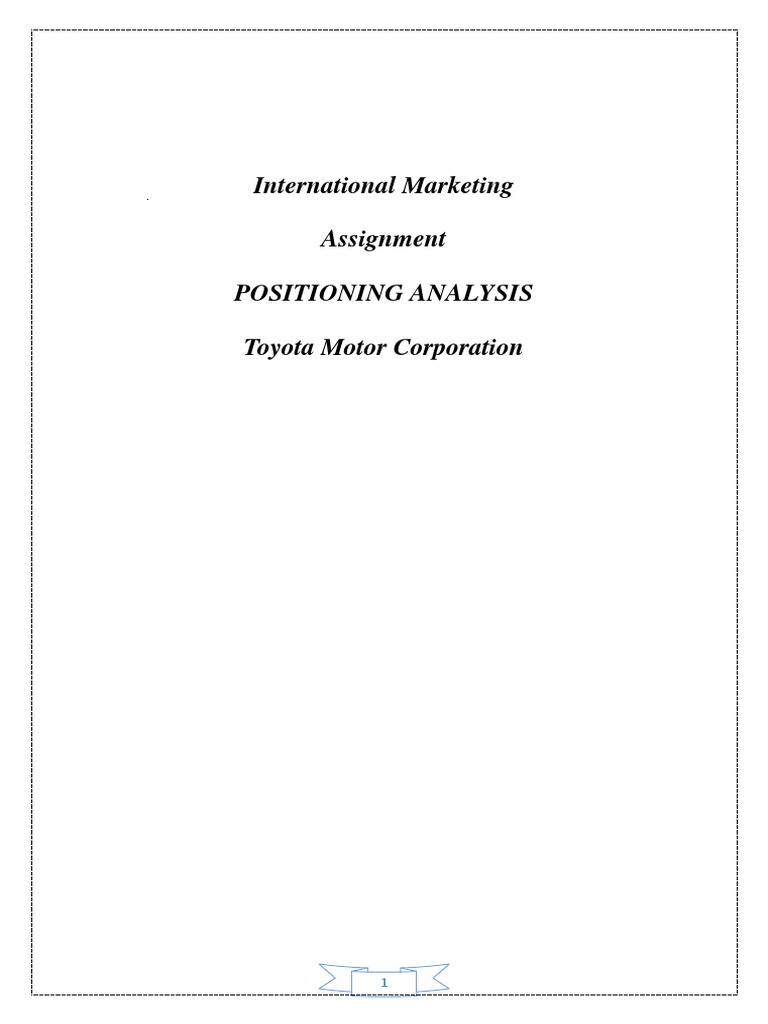 POSITIONING ANALYSIS Toyota Motor Corporation | PDF | Toyota | Luxury ...