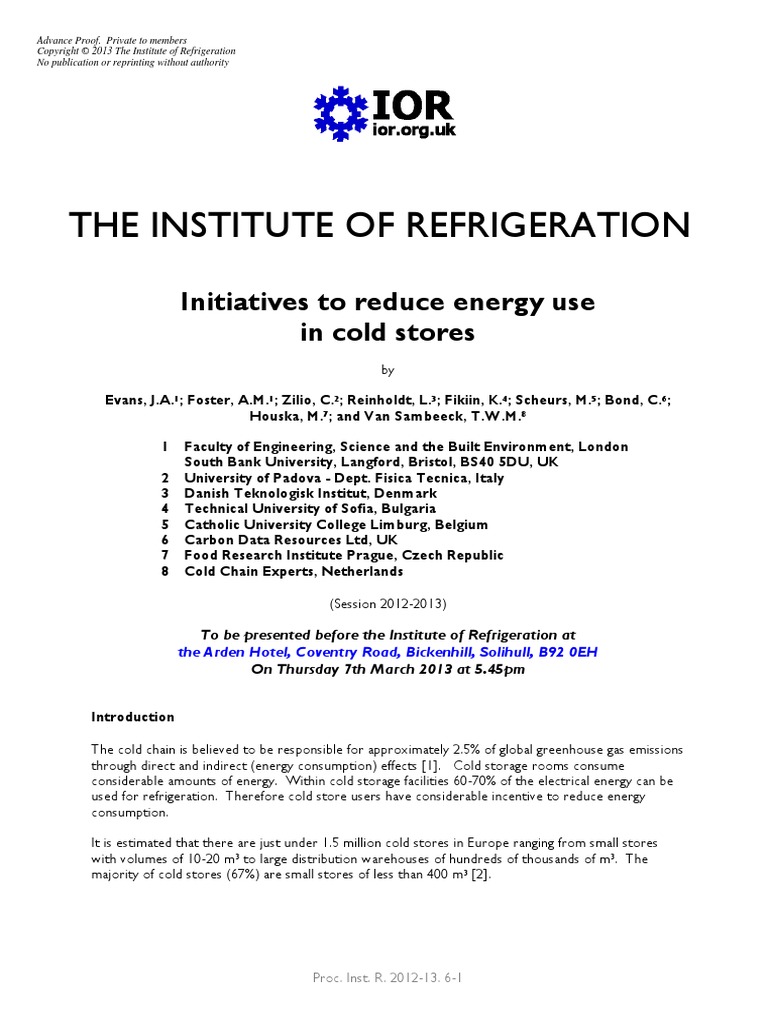 1335 IOR Initiatives For Reducing Energy Use in Cold Stores | PDF ...