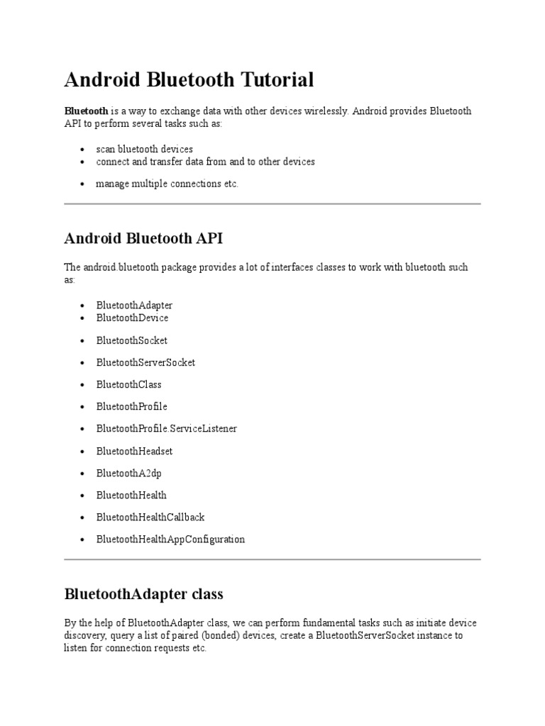 Android Bluetooth Tutorial | PDF | Bluetooth | Computer Networking