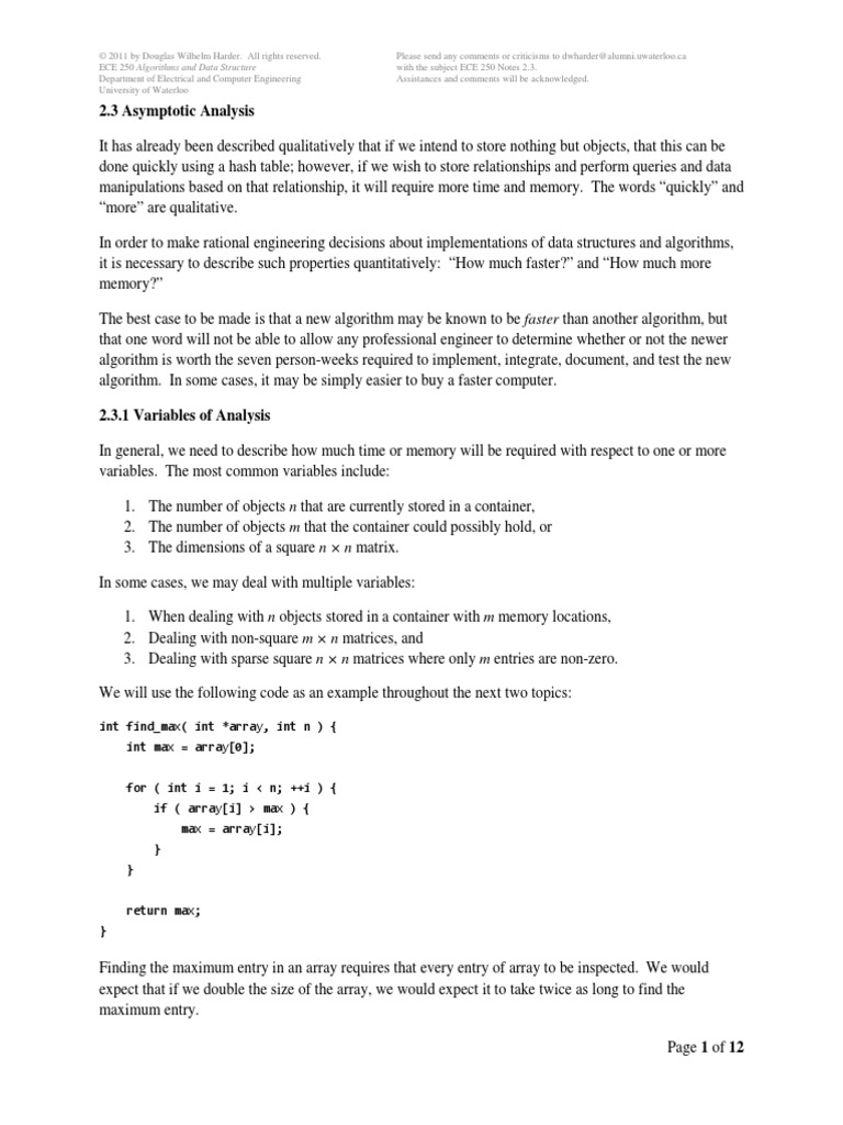 2.3 Asymptotic Analysis | PDF | Matrix (Mathematics) | Time Complexity