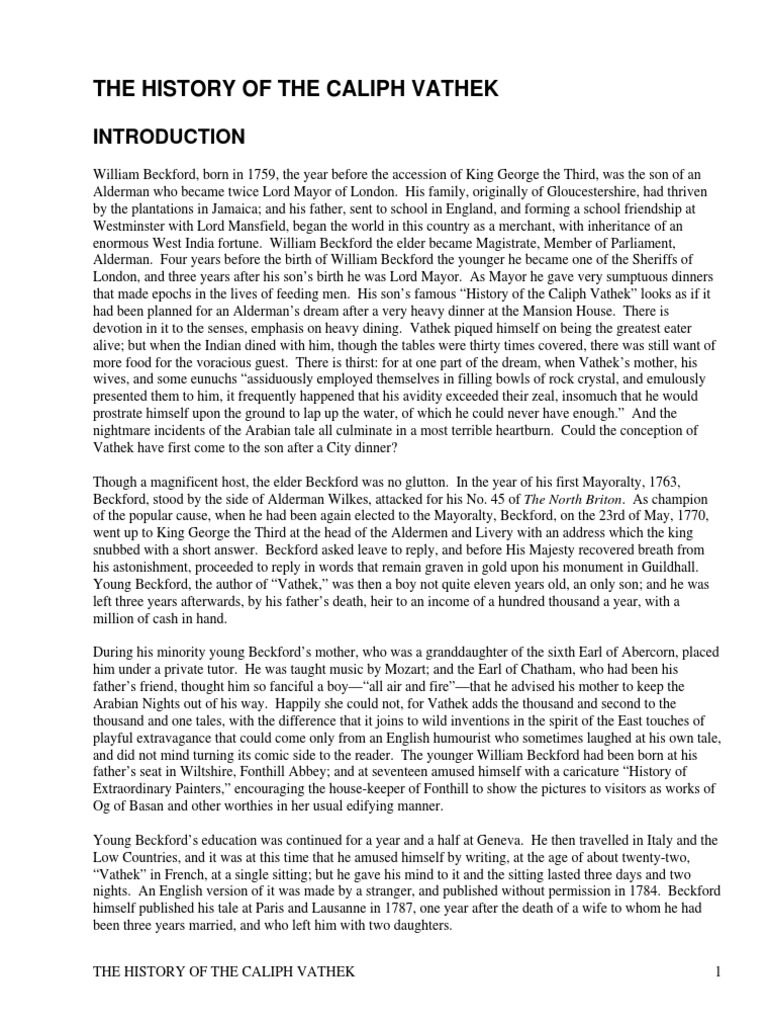 The History of Caliph Vathek by Beckford, William, 1759-1844 | PDF ...