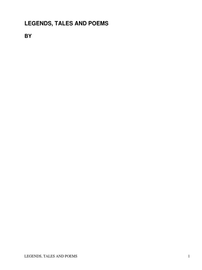 Legends, Tales and Poems by Becquer, Gustavo Adolfo, 1836-1870 | PDF