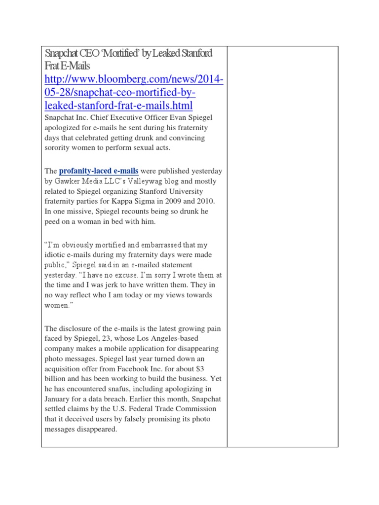 Snapchat CEO | Download Free PDF | Snapchat | Fraternities And Sororities
