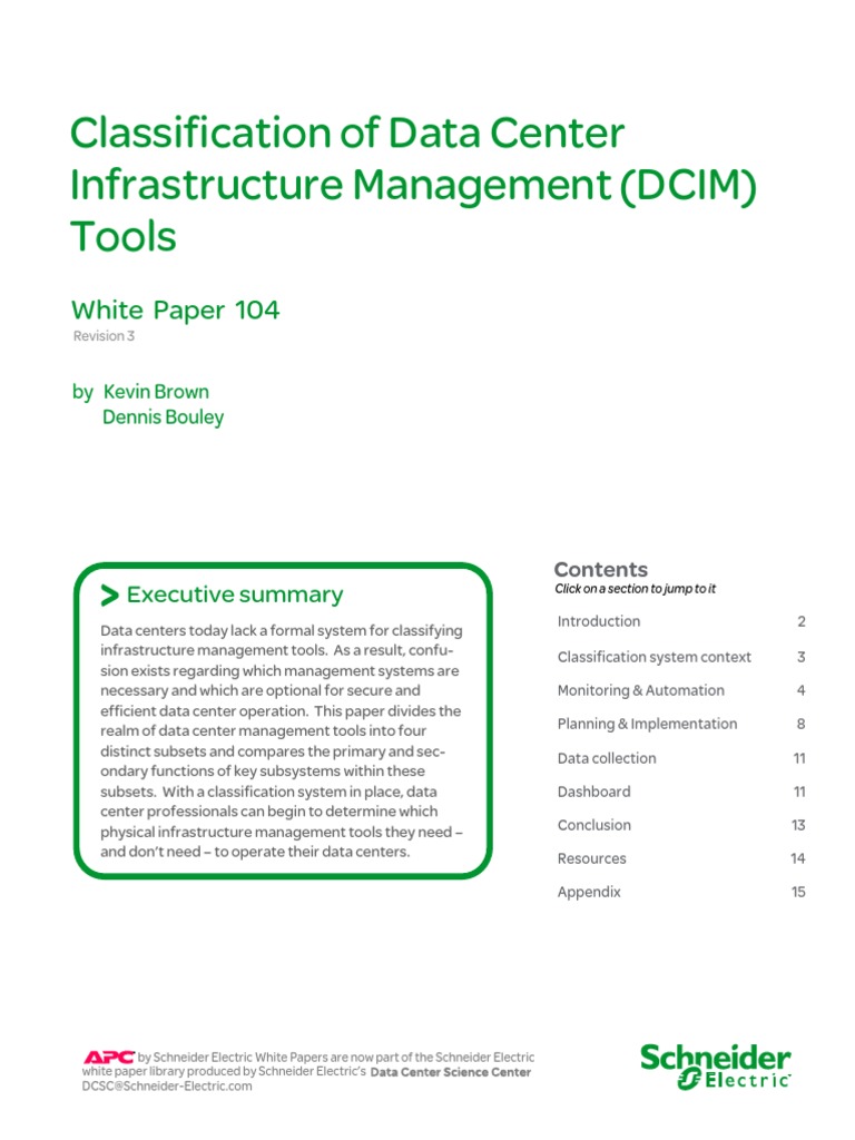 Classification of Data Center Infrastructure Management (DCIM) Tools ...