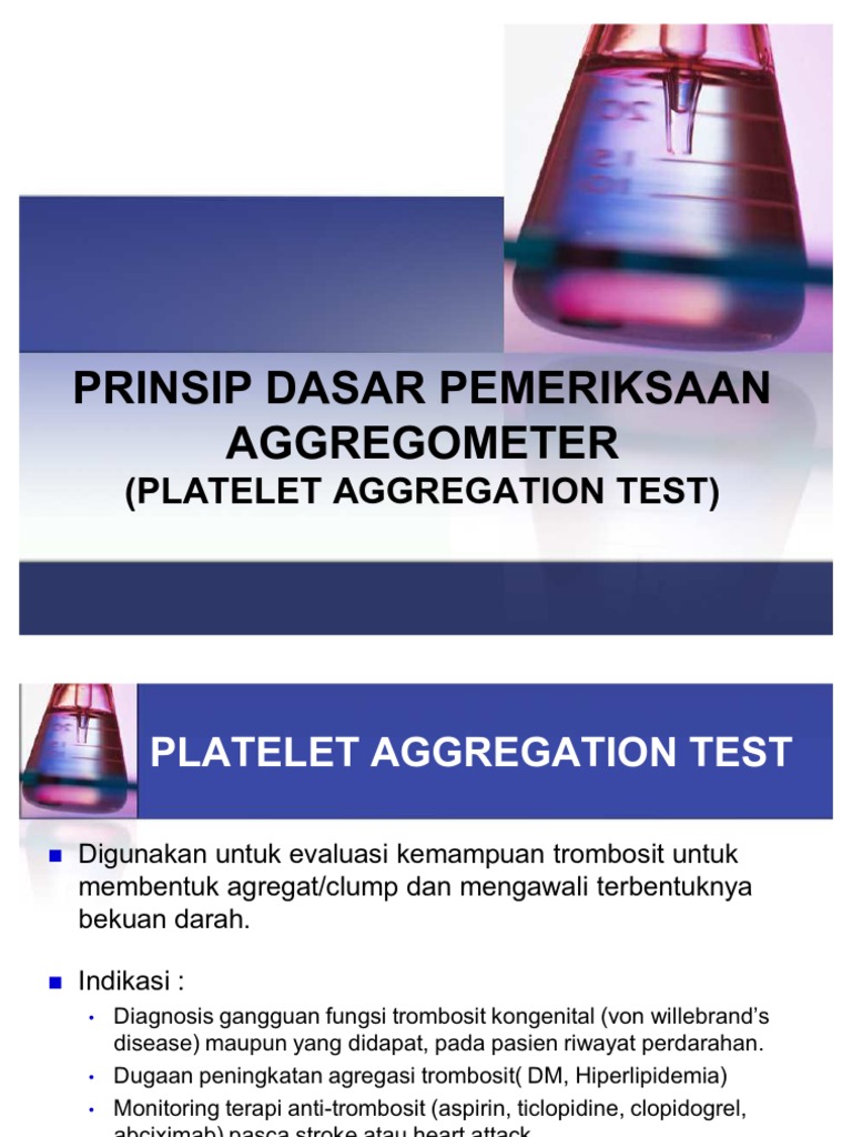 Prinsip Dasar Pemeriksaan Aggregometer | PDF