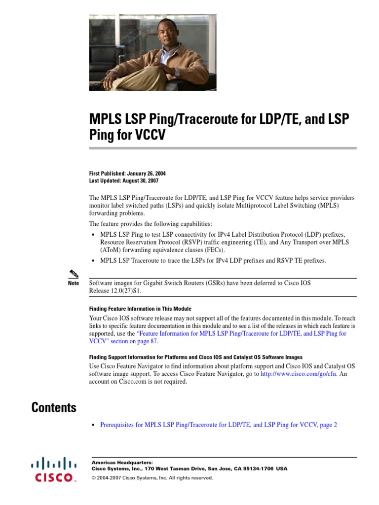 MPLS LSP Ping - Traceroute For LDP - TE, and LSP | PDF | Multiprotocol ...