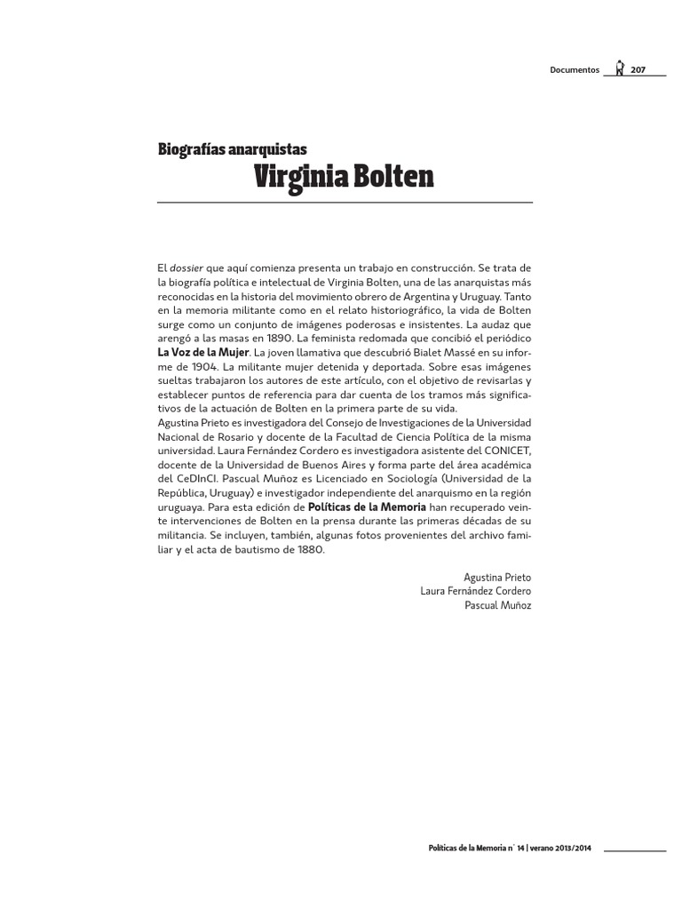Tras Los Pasos de Virginia Bolten | PDF | Anarquismo | Mujer