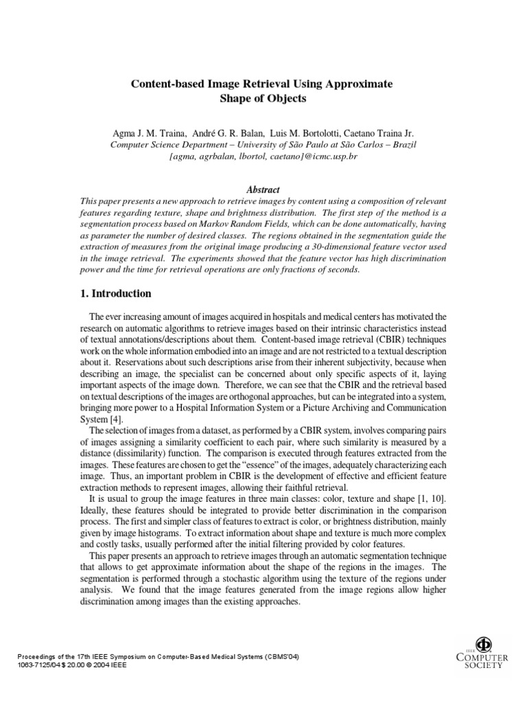 Content-Based Image Retrieval Using Approximate Shape of Objects | PDF | Image Segmentation ...