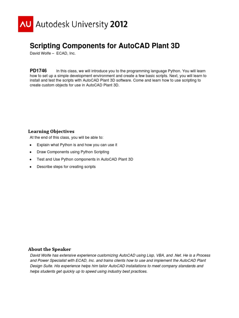 Python Scripting for AutoCAD Plant 3D | PDF | Scripting Language ...