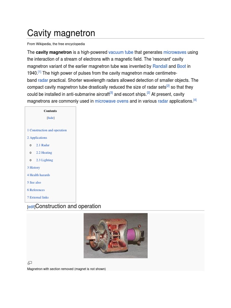 Cavity Magnetron: Vacuum Tube Microwaves | PDF | Electromagnetic ...
