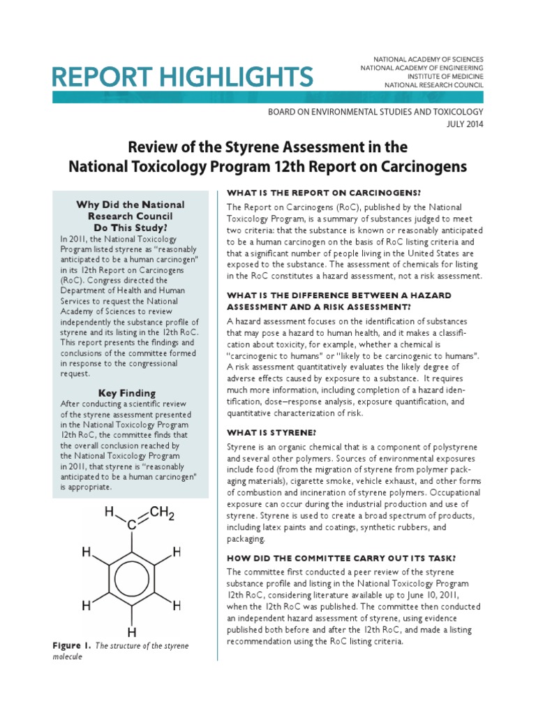 Review of The Styrene Assessment in The National Toxicology Program ...