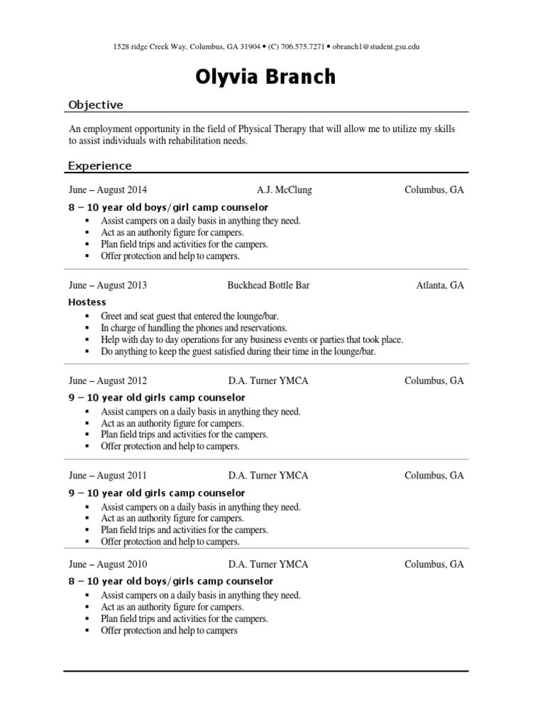 Olyvia Branch: Objective | PDF | Career & Growth | Wellness