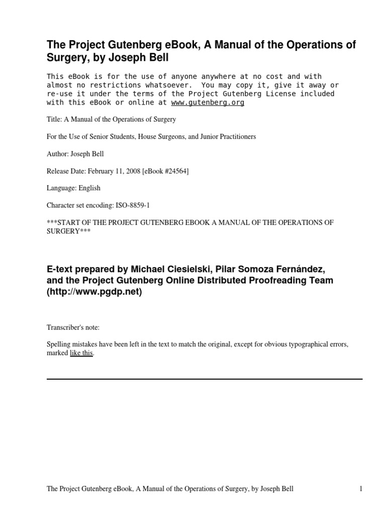 A Manual of The Operations of SurgeryFor The Use of Senior Students ...