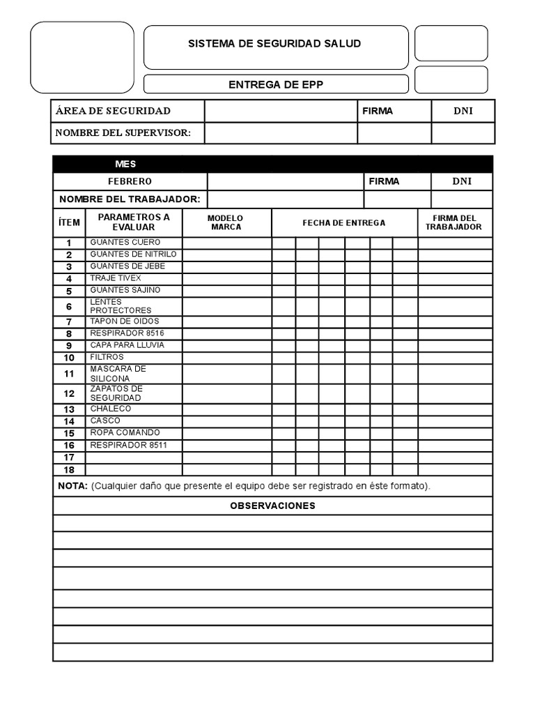 Ficha de Entrega de Epp | PDF