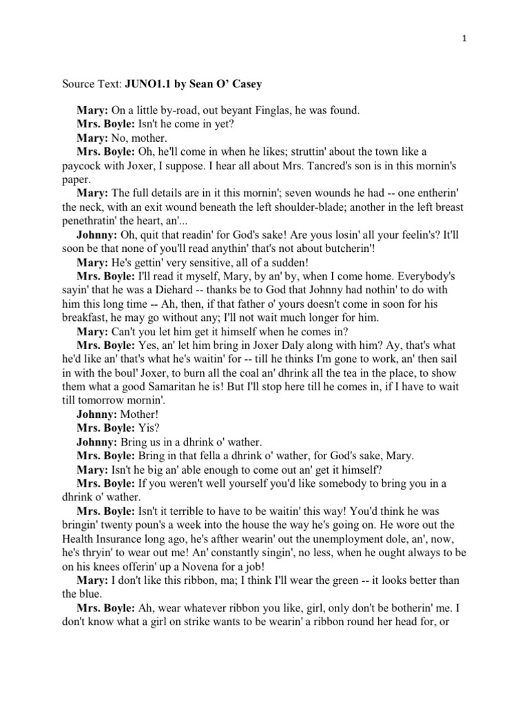 Juno and The Paycock | PDF | Yoga | Religion And Belief