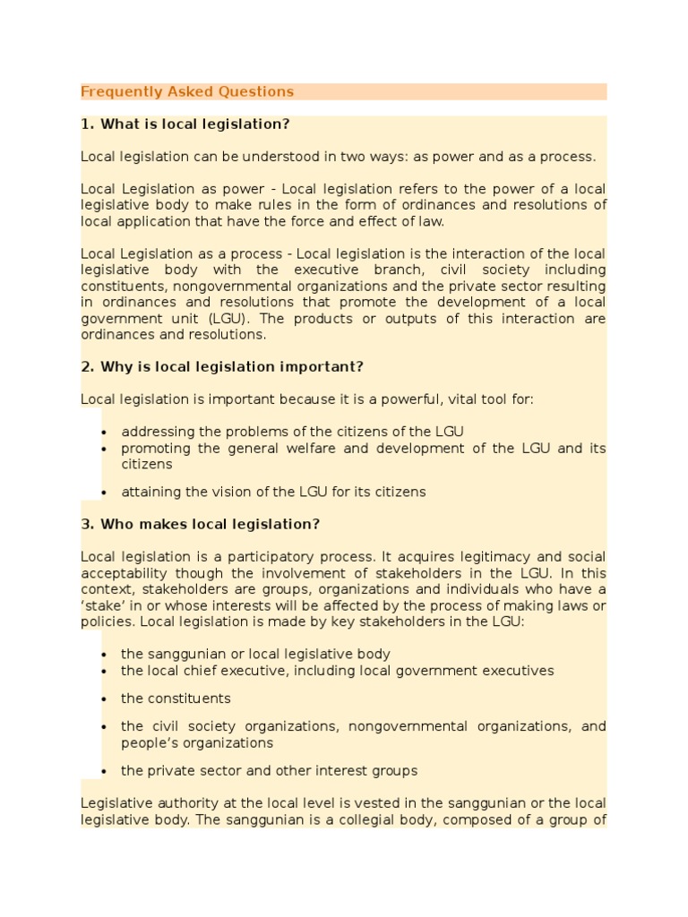Local Legislation | PDF | Local Government | Local Ordinance