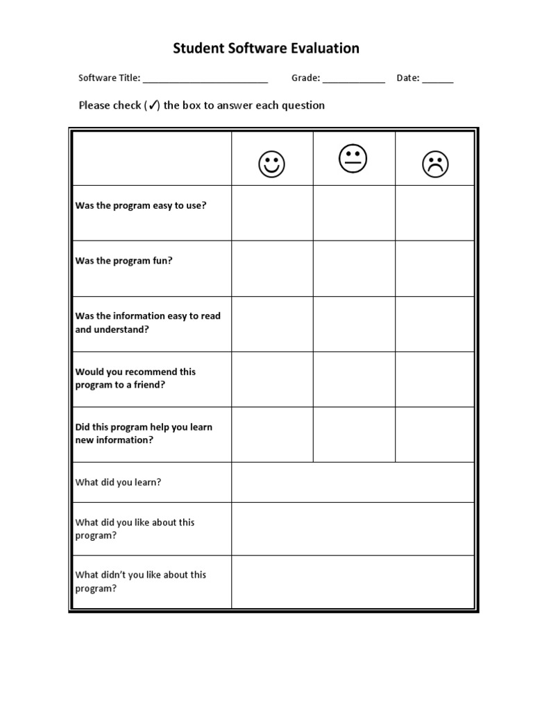Student Software Evaluation Form | PDF