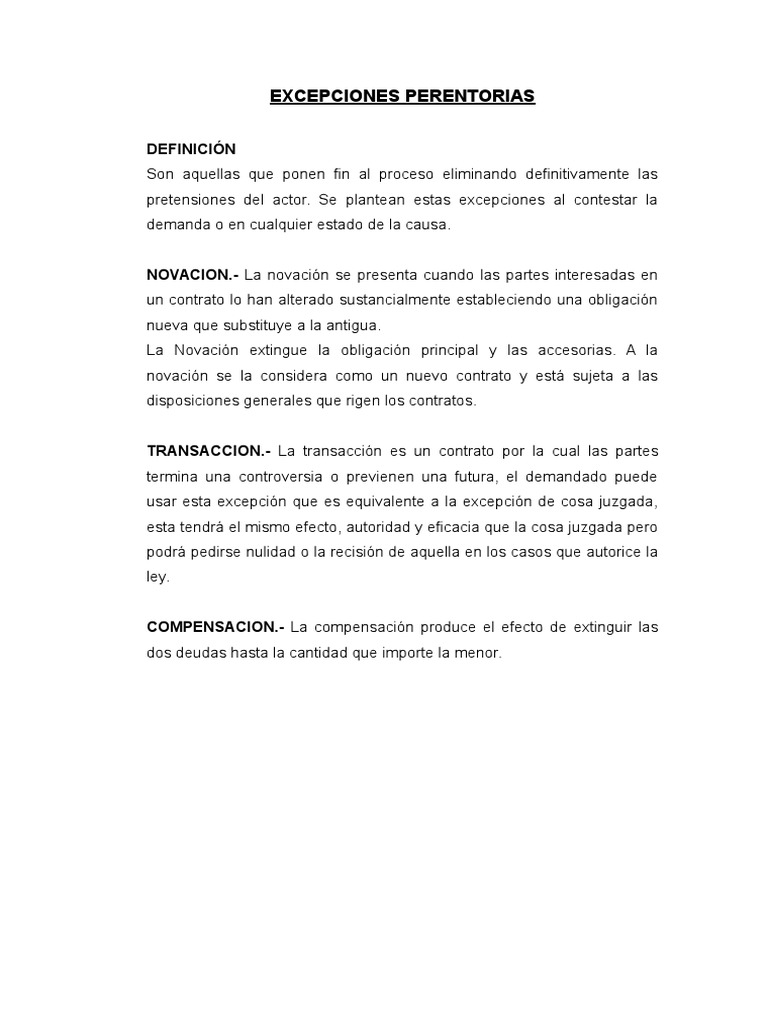 EXCEPCIONES PERENTORIAS