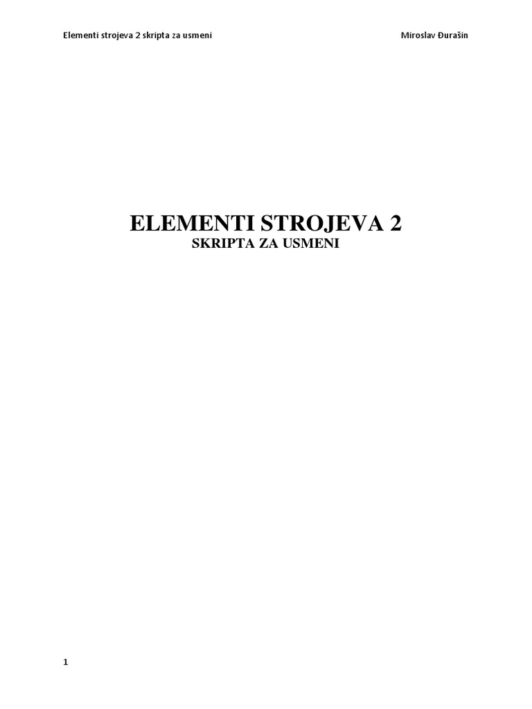 Elementi Strojeva Skripta | PDF