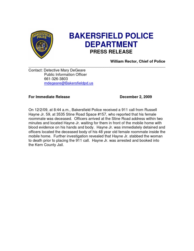 Bakersfield Stabbing Incident Report | PDF