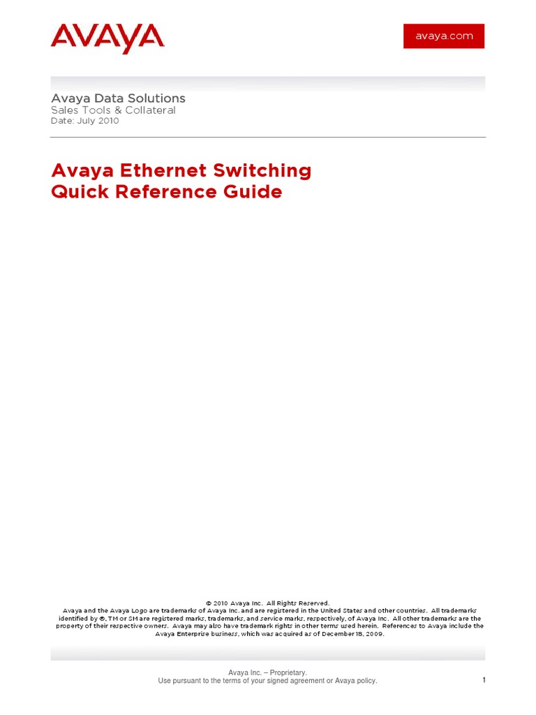 Avaya Ethernet Switching Guide | PDF | Network Switch | Ethernet