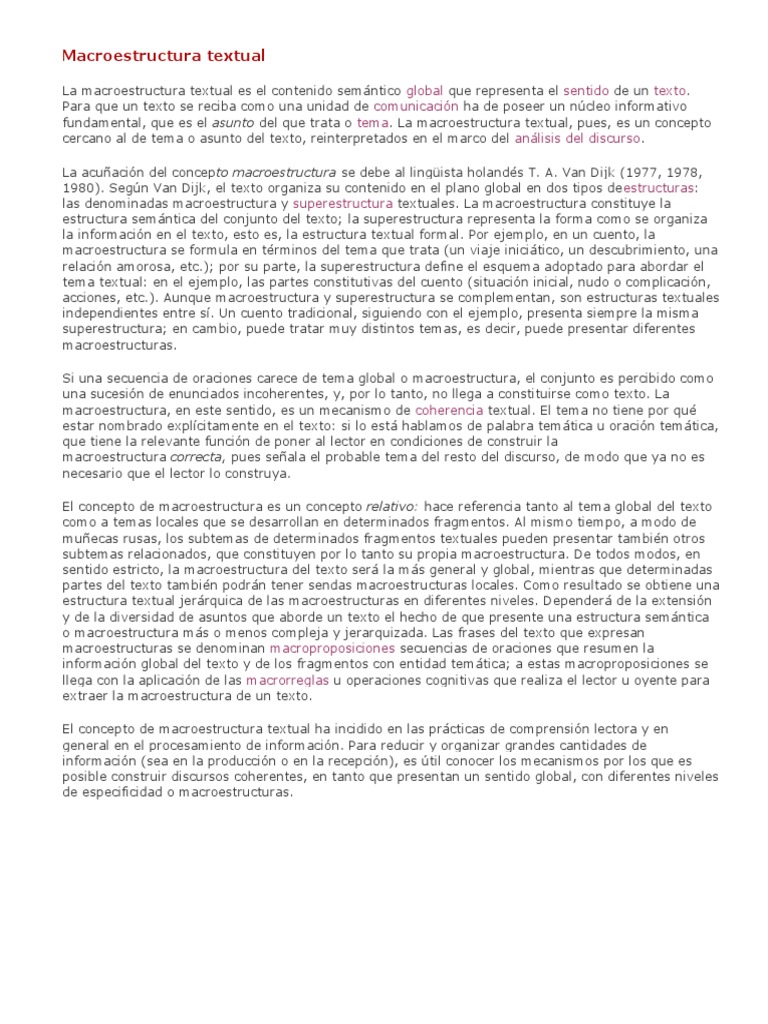 Macroestructura Textual | Descargar gratis PDF | Ciencia cognitiva ...