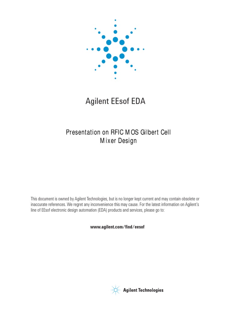 Agilent Eesof Eda: Presentation On Rfic Mos Gilbert Cell Mixer Design ...